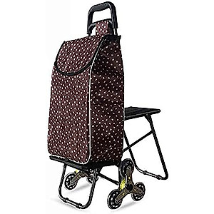 Shopping Trolley on Wheels Multi Function Shopping Cart Collapse Large Capacity Lightweight Wheeled Trolley with Bag 6 Wheels Climbing Stair Car Storage Hand Trucks,Blue Stripes ,Shoppin