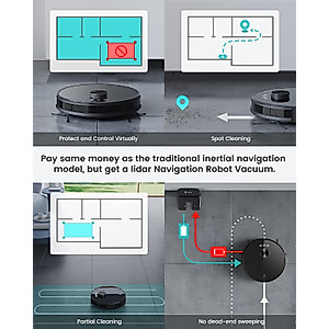 Lefant Robot Vacuum Lidar Navigation, Real-time maps, No-go Zone, Area Cleaning, Works with Alexa Echo and APP Control, Quiet Smart Vacuum Robot Cleaner Good for Hardwood Floors, Low Pile Carpet LS1
