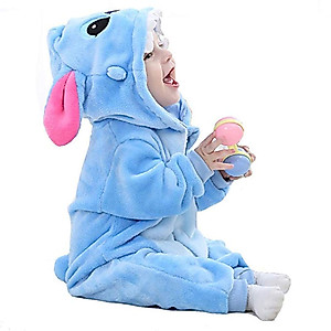 Ryshman Baby Halloween Animal Costume Romper Winter and Autumn Flannel Jumpsuit Animal Cosplay Outfits(Blue, 80cm-(6-12months))
