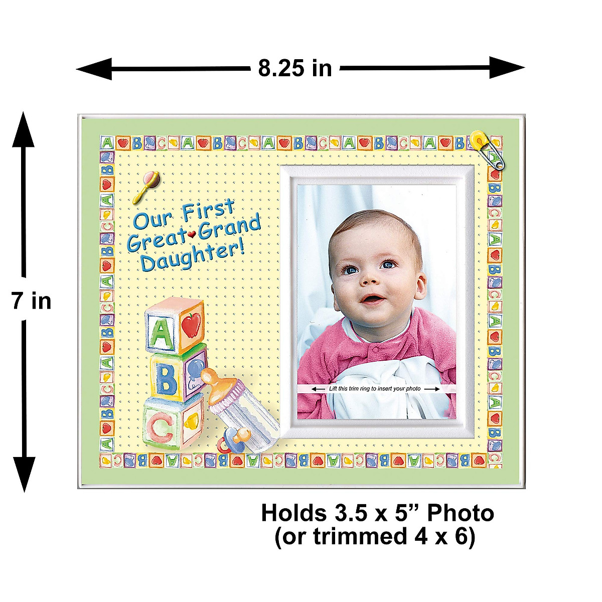 Our First Great Granddaughter Picture Frame | New Great Grandparent Gifts | Baby Announcement Frame | Photo Frame Measures 8.25 in x 7 | Holds a 3.5 x 5 Photo | Front-Load Photo Design |Easy to Mail