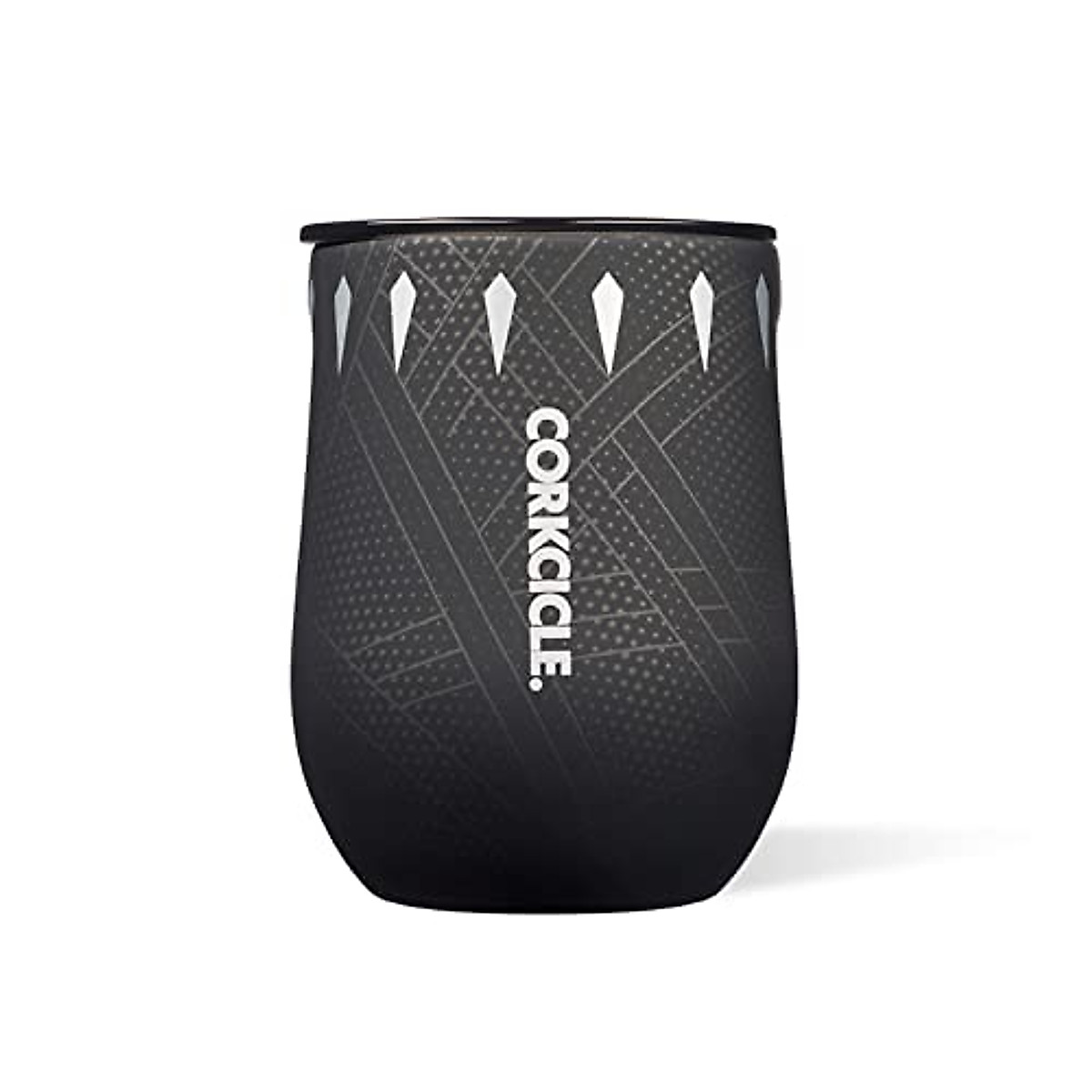 Corkcicle Marvel Black Panther 12 oz Triple-Insulated Stemless Insulated Reusable Cup with Lid and Silicone Bottom