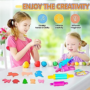 Dough Tool Sets for Kids Toddlers,Cute Dough Accessories with Rolling Pin Dough Mat Storage Box,Party Pack Dough Toys for Kids Age 2-4 3-5 4-8,Educational Toys Gift for Birthday Christmas Boys Girls