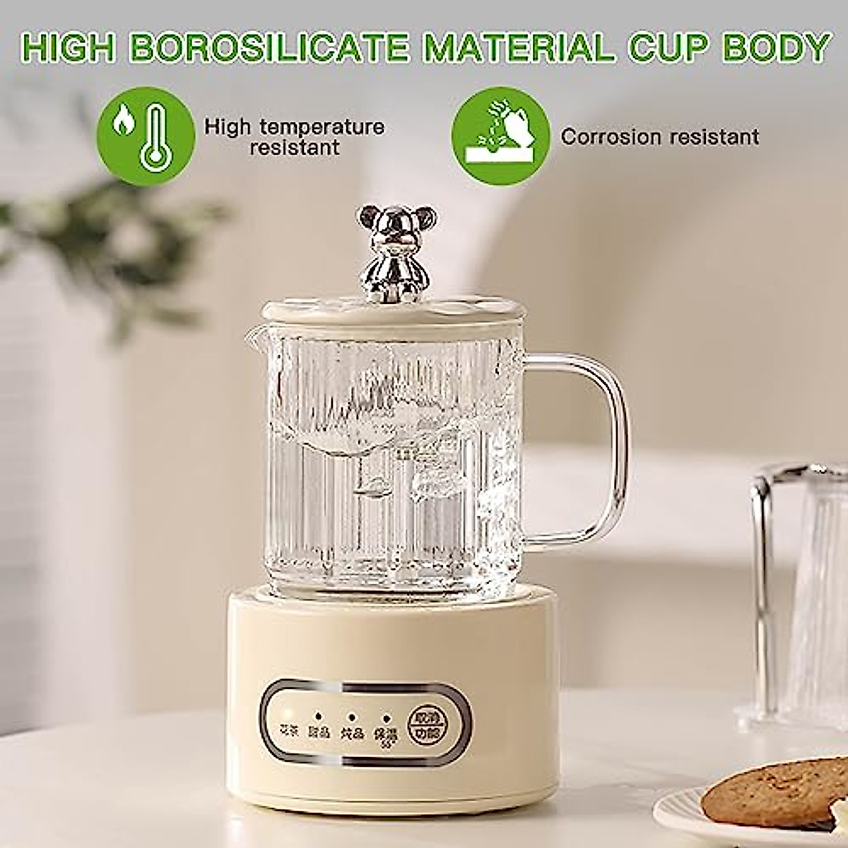 BELILON Electric Kettle, Small Electric Tea Kettle with Keep Warm Function for Home and Office, Milk White Health Kettle