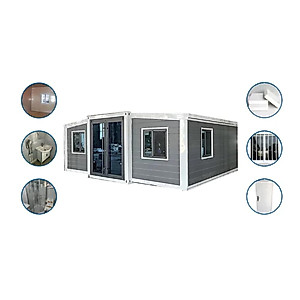 Generic Portable Folding House Container Tiny Homes prefab Home with Toilet, Sink, Shower, Folding Rooms Cabinets, Windows,., Customize