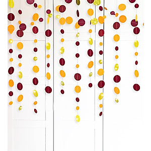 Fall Birthday Party Decorations/Fall Bridal Shower Decorations Thanksgiving Party Decorations Burgundy Orange Gold Circle Paper Garlands/Fall Party Decorations