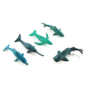 Bignc 24 Pack Mini Ocean Sea Animal Model Toys Under The Sea Life Figure Bath Toy for Child (Shark, Blue Whale, Starfish, Crab, Etc.)