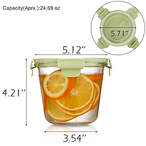 VanEnjoy 23oz 4 Cup Glass Storage Containers with Lids, Airtight Round Food Containers with Lids, Soup Storage Containers Glass Freezer Containers