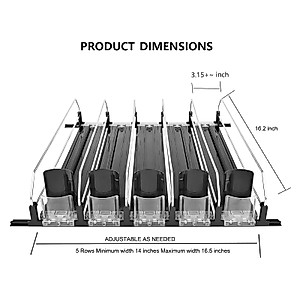 Drink Organizer for Fridge, Self-Pushing Soda Can Dispenser for Refrigerator,Width Ajustable,Beer Pop Can Water Bottle Storage for Pantry, Kitchen(Black, 5 Row)