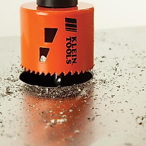 Klein Tools 31900 Bi-Metal Hole Saw, 6-3/8-Inch, For Drywall-Ceiling Tile-Steel-Wood-Plastic, Stainless Steel, Recessed Lighting