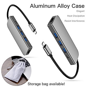 MSVII USB C Hub, 5 in 1 USB C Adapter with 4K HDMI, USB C to USB Power Delivery, 3 USB 3.0 Ports, PD Fast Charging for MacBook Air