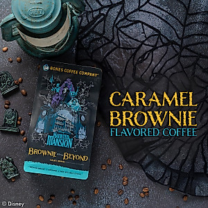 Bones Coffee Company Brownie from Beyond Whole Coffee Beans Caramel Brownie Flavor | 12 oz Flavored Coffee Gifts Low Acid Medium Roast Coffee Inspired by Disney's Haunted Mansion (Whole Bean)