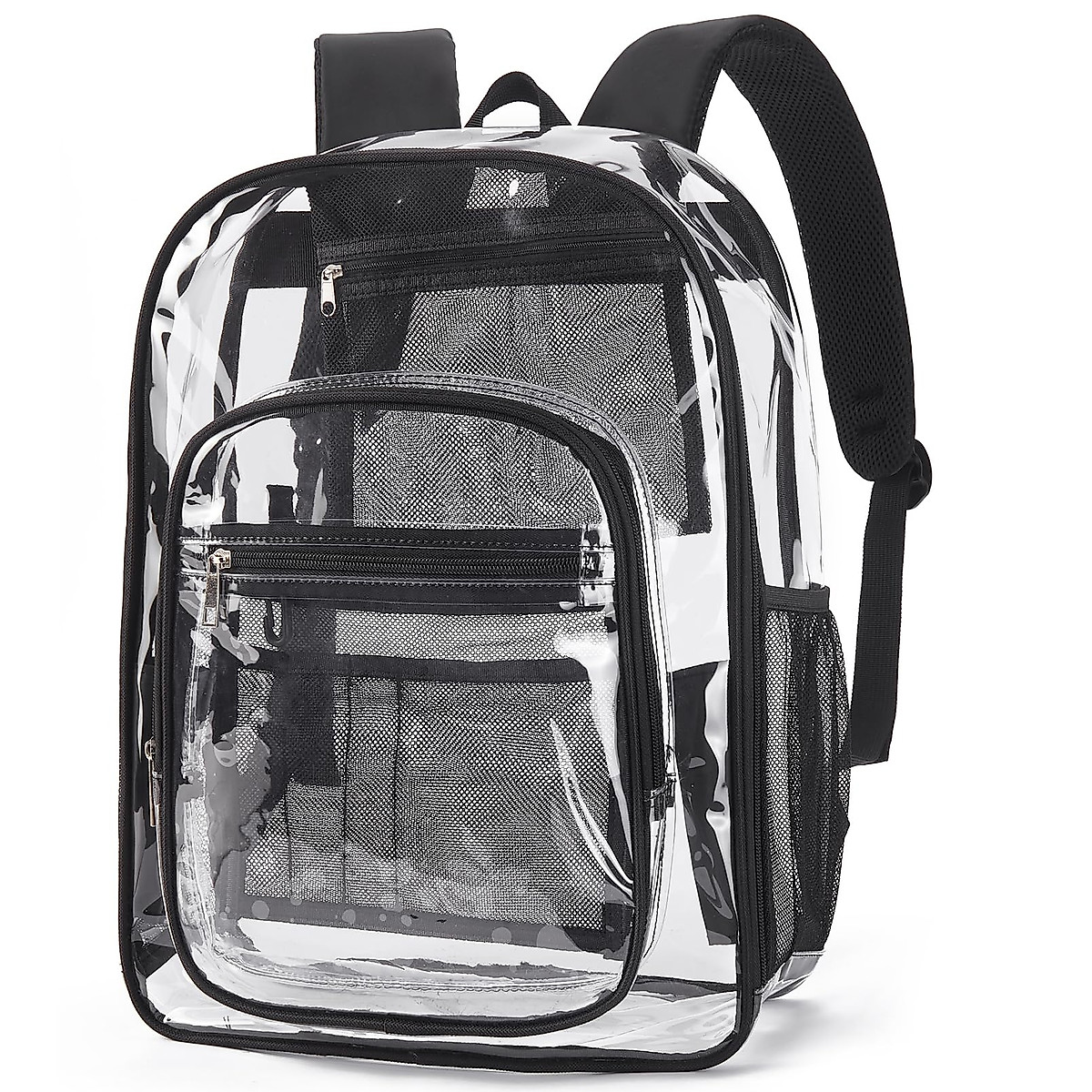 Telena Clear Backpack, Heavy Duty TPU See Through Bookbag Transparent Backpack for College - Black