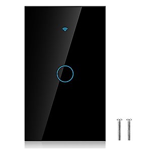Dioche Smart Light Switch, Switch Single Circle for 1-Way AC for, Home or Nest 100-250V(Black)