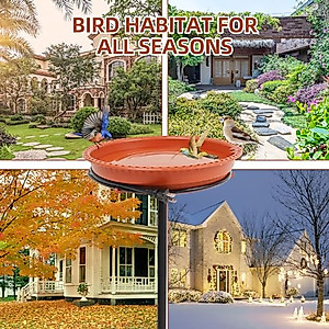 Heated Bird Bath for Outdoors for Winter, 75W Bird Bath Water Heater Bird Bath Deicer,Deep Bowl Thermostatic Control Weather Resistance Stylish Design with Planter Pedestal for All Seasons(Brown)