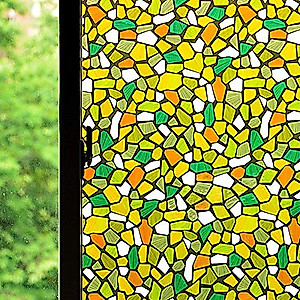 Window Film Privacy Color Window Sticker, Colorful Decorative Window Vinyl, Non-Adhesive Home UV Blocking, Privacy, Heat Insulation Static Cling for Bathroom Bedroom Room - 17.7 x 78.7 Inches