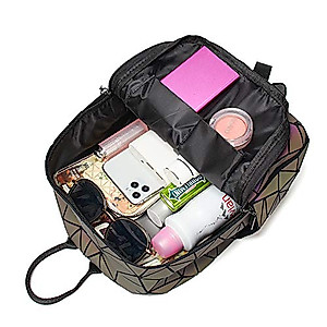 Luminous Geometric Purses and Handbags Women Tote Bag Holographich Flash Reflactive Crossbody Bag Backpacks (Luminous Backpack B)