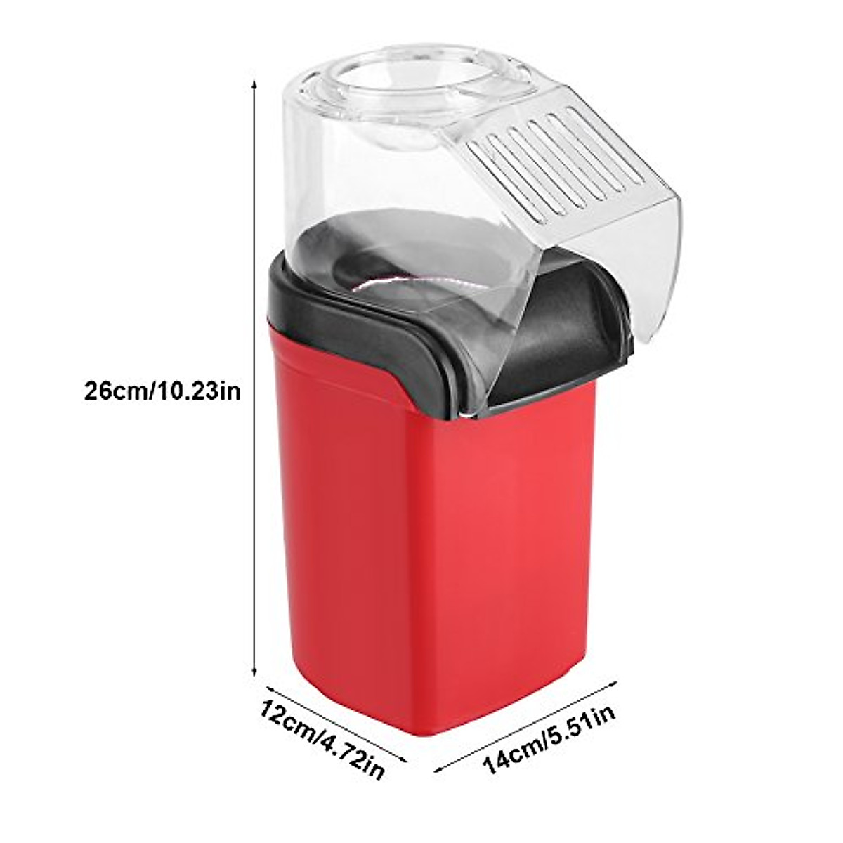 Asixx Electric Popcorn Maker, 1200W Mini Electric Popcorn Maker Hot Air Popcorn Maker Home Use Automatic Popcorn Machine 220V EU Plug, Red