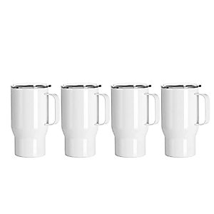 PYD Life Sublimation Tumblers Blanks 18 OZ White Coffee Travel Car Stainless Steel Kids Tumbler with Leakproof Lid and Handle, Sublimation Mugs for Cricut Mug Press and Tumbler Heat Press Print 4 Pack