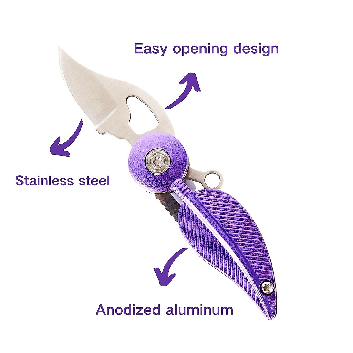 CHJIANAO Pocket Knife Womens with Chain,Small Pocket Knife,Cool Knives,Cool Gadgets,Edc Knife,Mini Pocket Knife,Cute Key Accessories(Purple)