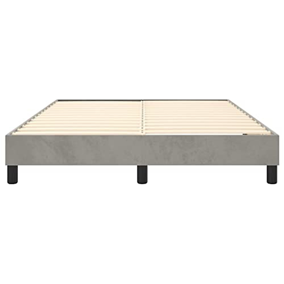 vidaXL Box Spring Bed Frame Home Indoor Bedroom Bed Accessory Wooden Upholstered Double Bed Base Furniture Light Gray 53.9"x74.8" Full Velvet