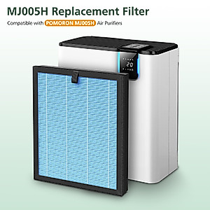 OFFICIAL MJ005H Replacement Filter for POMORON MJ005H Air Purifiers, High Efficiency HEPA Air Filter, 4-Stage Filtration, Activated Carbon Multi-Layer Filter for Dust Smoke Pet Dander Pollen, 2 Pack