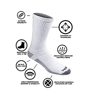 Dickies Men's Multi-Pack Dri-Tech 2.0 Moisture Control Heel-Lock Crew Socks, Black, Shoe Size: 6-12