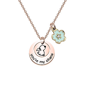 FUSTMW Ohana Necklace You’re My Ohana Pendant Hibiscus Flower Necklace Gifts for Family Best Friends (rose gold)