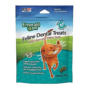 Feline Dental Treats — Tasty and Crunchy Cat Dental Treats Grain Free — Natural Dental Treats to Clean Cat Teeth, Freshen Cat Breath, and Reduce Plaque and Tartar Buildup — Ocean Fish Treats, 3 oz