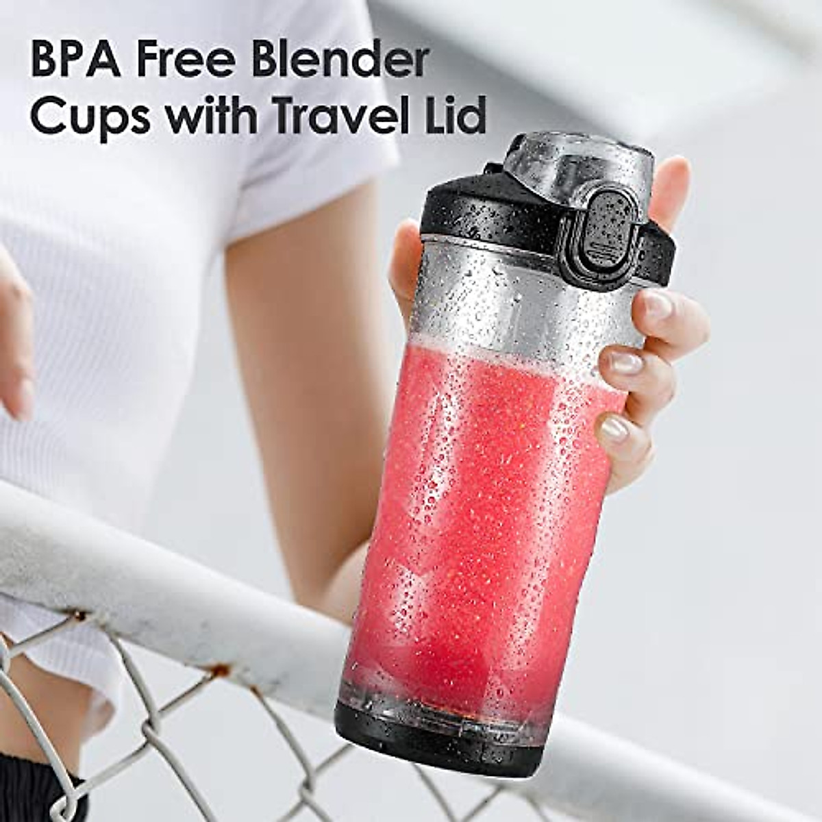 Portable Blender, Personal Size Blender for Shakes and Smoothies with 6 Blades, 270W, 20 Oz, IP67 Water-Resistant, USB-C Rechargeable 4000mAh Battery, Blending and Pulse Modes(Black)