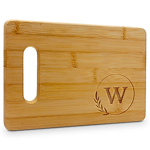 Personalized Cutting Boards - Small Monogrammed Engraved Cutting Board (W) - 9x6 Customized Bamboo Cutting Board with Initials - Wedding Kitchen Gift - Wooden Custom Charcuterie Boards by On The Rox