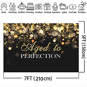 Avezano Aged to Birthday Perfection Backdrop Glitter Bokeh Photo Background 30th 40th 50th 60th 70th 80th 90th 100th Perfection Aged to Party Decoration Banner (7x5ft)