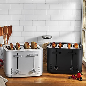 ZWILLING Enfinigy 4 Slice Toaster with Extra Wide 1.5" Slots for Bagels, 7 Toast Settings, Even Toasting, Reheat, Cancel, Defrost, Silver