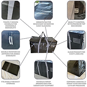 TOP BOX Extra Large Heavy Duty Moving Bags W/Reinforced Handles & Zippers, Backpack Straps, Moving & Storage Totes (6)