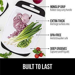 Gorilla Grip Manual Can Opener and Cutting Board Set of 3, Can Opener is Heavy Duty Stainless Steel, Cutting Boards Are 100% BPA Free and Reversible, Both in Black Color, 2 Item Bundle