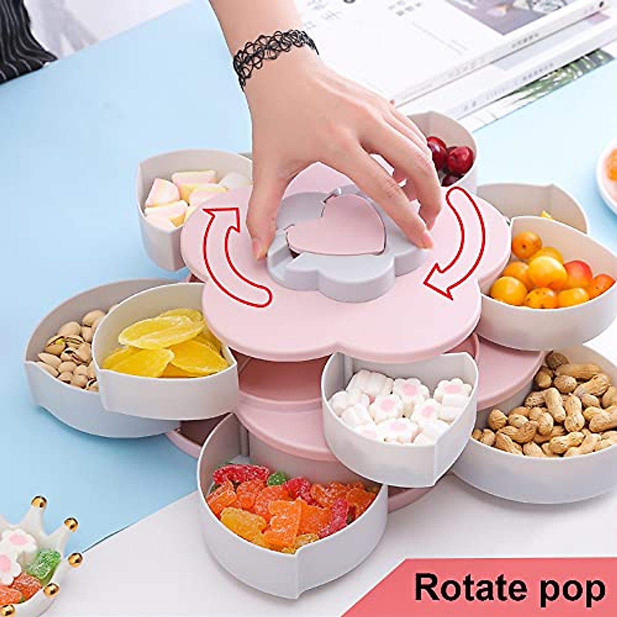 Creative Rotating Snack Tray | Flower Design with Phone Holder
