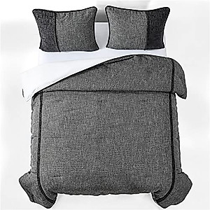 HiEnd Accents Hamilton 4 Piece Comforter Set, Gray Tweed Bed Set, Super King Size, Rustic Cabin Lodge Luxury Bedding Set, 1 Comforter, 1 Bed Skirt, 2 Pillow Shams