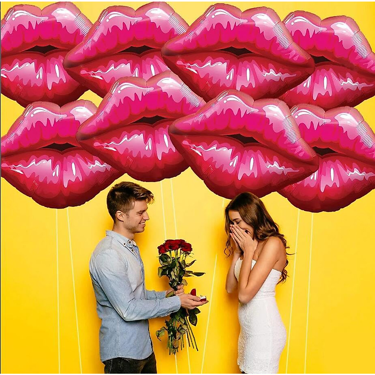 4pcs Lip Balloons Kiss Balloons Valentines Foil Balloons Gals Balloons Valentines Day Balloon Set for Lip Decoration Valentines Day Decorations Girls Night Galentines Party Decor