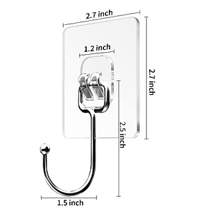 YHmall Wall Hooks 22lb(Max) Transparent Seamless Coat Hooks,Waterproof and Oilproof,Bathroom Kitchen Heavy Duty Self Adhesive Hooks (10,Pro Max)