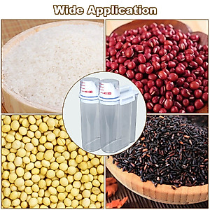 LDHHYH 4 Pack 5.5 LB Rice Storage Containers, Clear Rice Storage Bin with Measuring Cup & Pour Spout, Cereal Containers Dispenser, Kitchen Plastic Rice Holder Saver for Flour Grain Bean