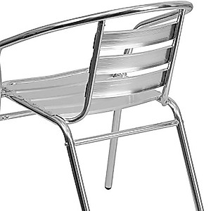 Flash Furniture Lila Commercial Aluminum Indoor-Outdoor Restaurant Stack Chair with Triple Slat Back and Arms