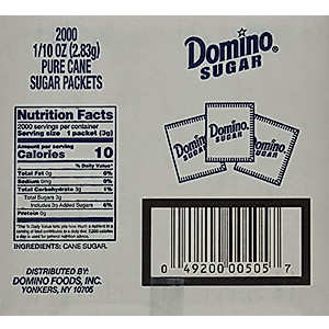 Domino Sugar Packets, 0.1 Ounce (Pack of 2000)
