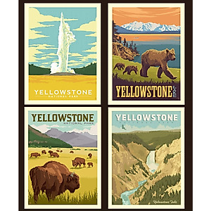 Yellowstone Pillow Panel National Parks by Anderson Design Group Collection from Riley Blake Designs 100% Cotton Quilt Fabric PP8796R-YELL - 36" x 42"