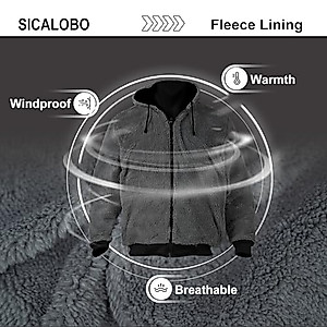 Sicalobo Men's High Visibility Fleece Lined Safety Hoodie,Reflective Winter Bomber Jacket,Hi Vis Construction Workwear(Black,2XL)