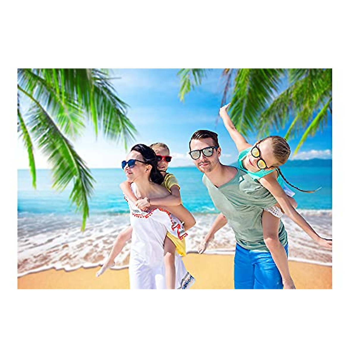 GYA 8x6ft Tropical Beach Backdrop Summer Palm Island Seaside Leaves Photography Background Props for Studio,Wedding,Party Photo Backdrops