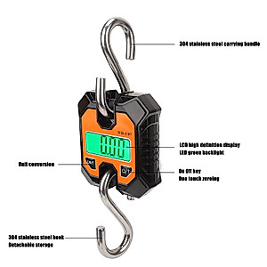 Fish Scale, Multifunction Portable Hanging Scale Digital Fishing Scale with Backlit LCD Display, g, kg, lb Weighing Units, 0.2kg to 100kg Electronic Hook Scale for Fishing, Hunting, Luggage, Shopping
