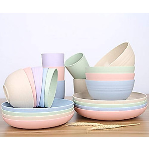 LuckyZone 7.8 Inches Unbreakable Wheat Straw Plates - Reusable Plate Set - Dishwasher & Microwave Safe - Perfect for Dinner Dishes - Healthy, BPA Free & Eco-Friendly (7.8 Inches)