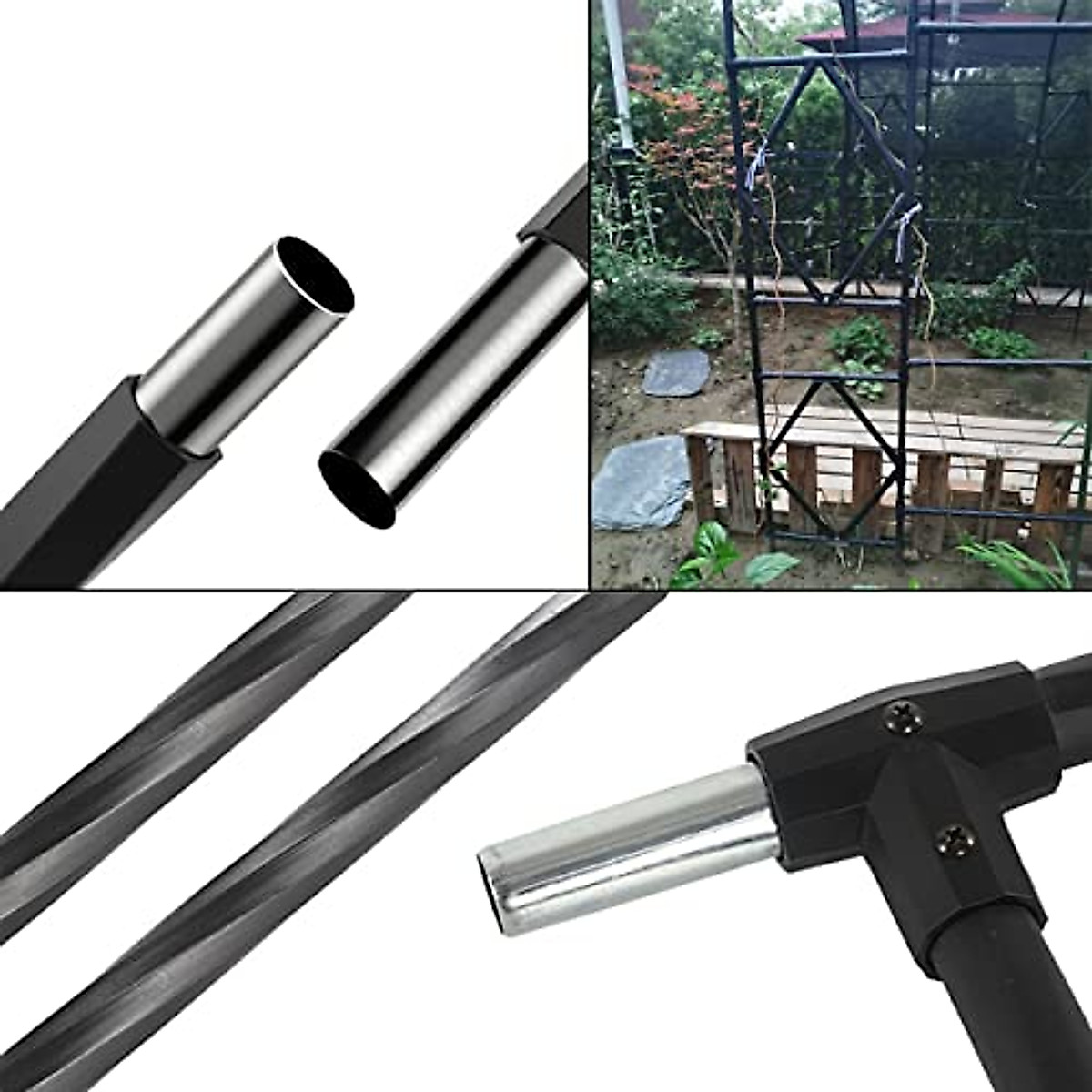 Heavy Duty Garden Arch Roses Vines Black Metal Tubular Arbour Archway Arches Trellis Arbor Frame Anti-Rust Weatherproof 1 Pcs 1.8x2.4m 2.8x2.4m 3.2x2.4m (Black W2.3xH2.4m)