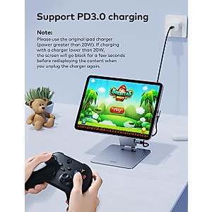 Magnetic Stand Hub for iPad Pro 11 inch, Aluminum Alloy iPad Stand for Desk with Docking Station, Adjustable Holder with 4K@60Hz HDMI, 100W PD, USB 3.0 and 180° Adjustable 360° Rotatable