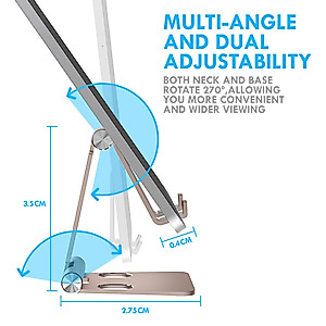 Aduro U-Rise Adjustable Phone Stand Foldable Aluminum Steel Universal Cell Phone Holder Portable Cell Phone Stand for Desk Gold