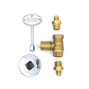 METER STAR 1/2Inch Straight Quarter Turn Shut-Off Valve Kit for NG LP Gas Fire Pits with Chrome Flange Key Valve with 3/8" Flare Adapters